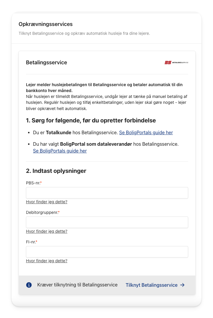 Hvordan tilknytter jeg Betalingsservice til min huslejeopkrævning via ...